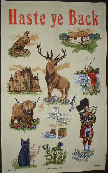 Haste Ye Back Tea Towel - Edinburgh Castle Scottish Imports